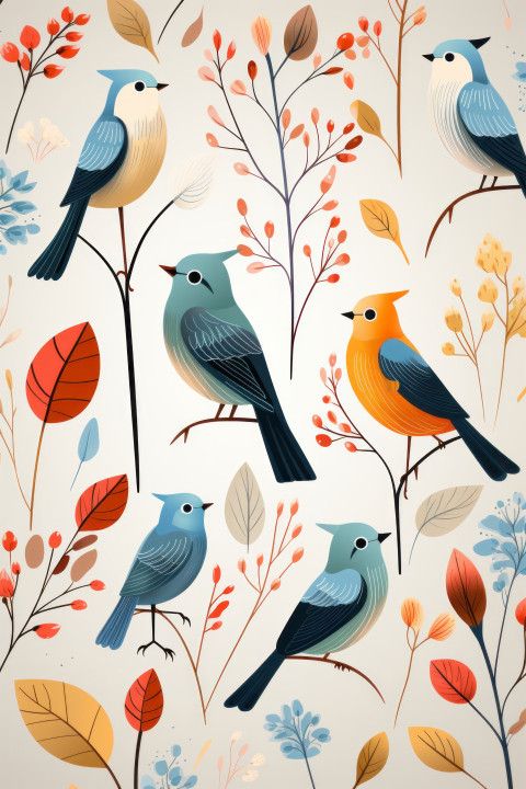 Cute and Whimsical colorful birds background | Unreal Images - Free AI ...