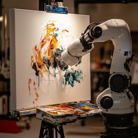 Robot Arm Painting Abstract Art on Canvas | Unreal Images - Free AI ...